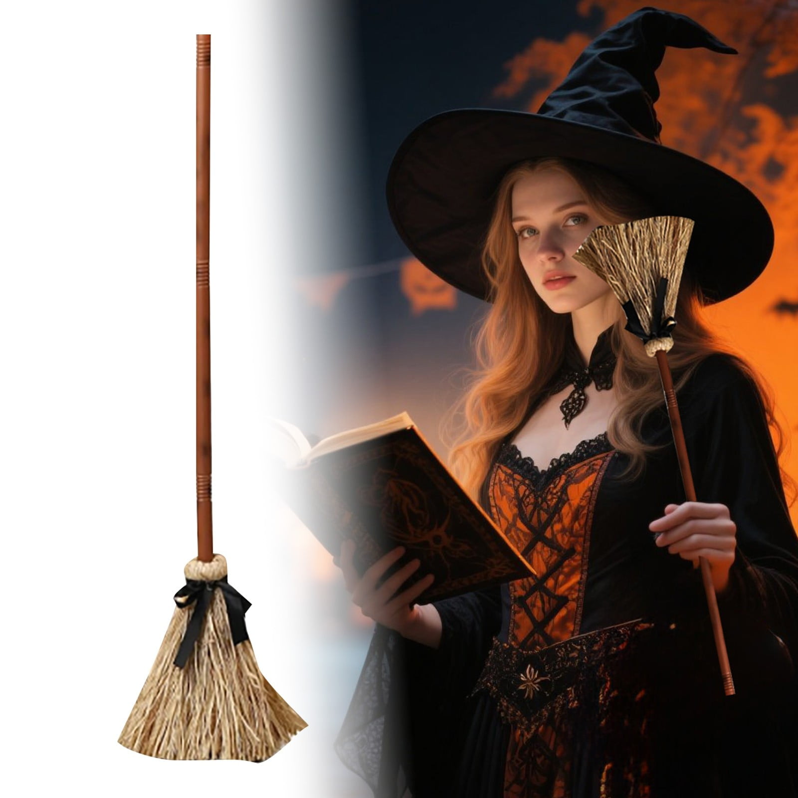 39.3 Inch H Spooky Sounds Dancing Broom Halloween Decor Animated Light ...
