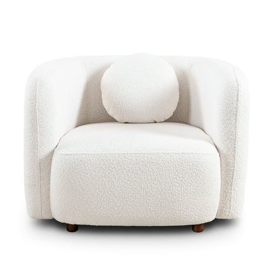 39.37" Depth Square Sofa Chair, White Boucle Upholstered | Minimalist ...