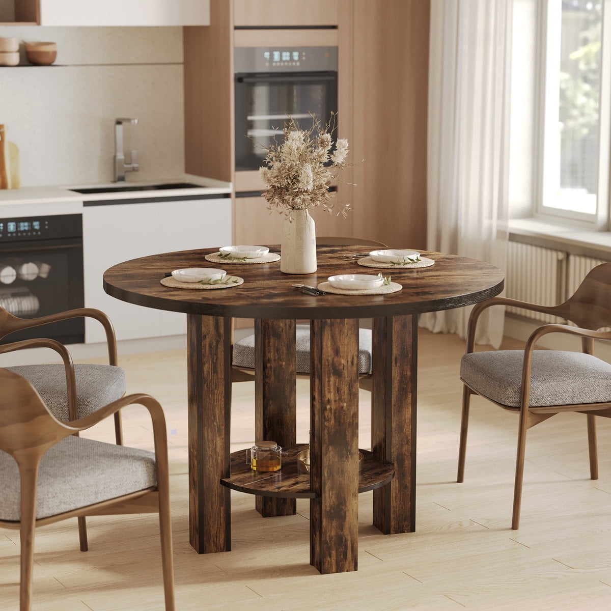 39.37" Round Dining Table For 4,Kitchen Dining Room Circle Dinner ...