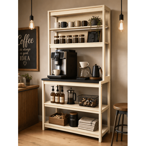 39.37" White and Black 5-Tier Bakers Rack for Kitchen with Storage ...