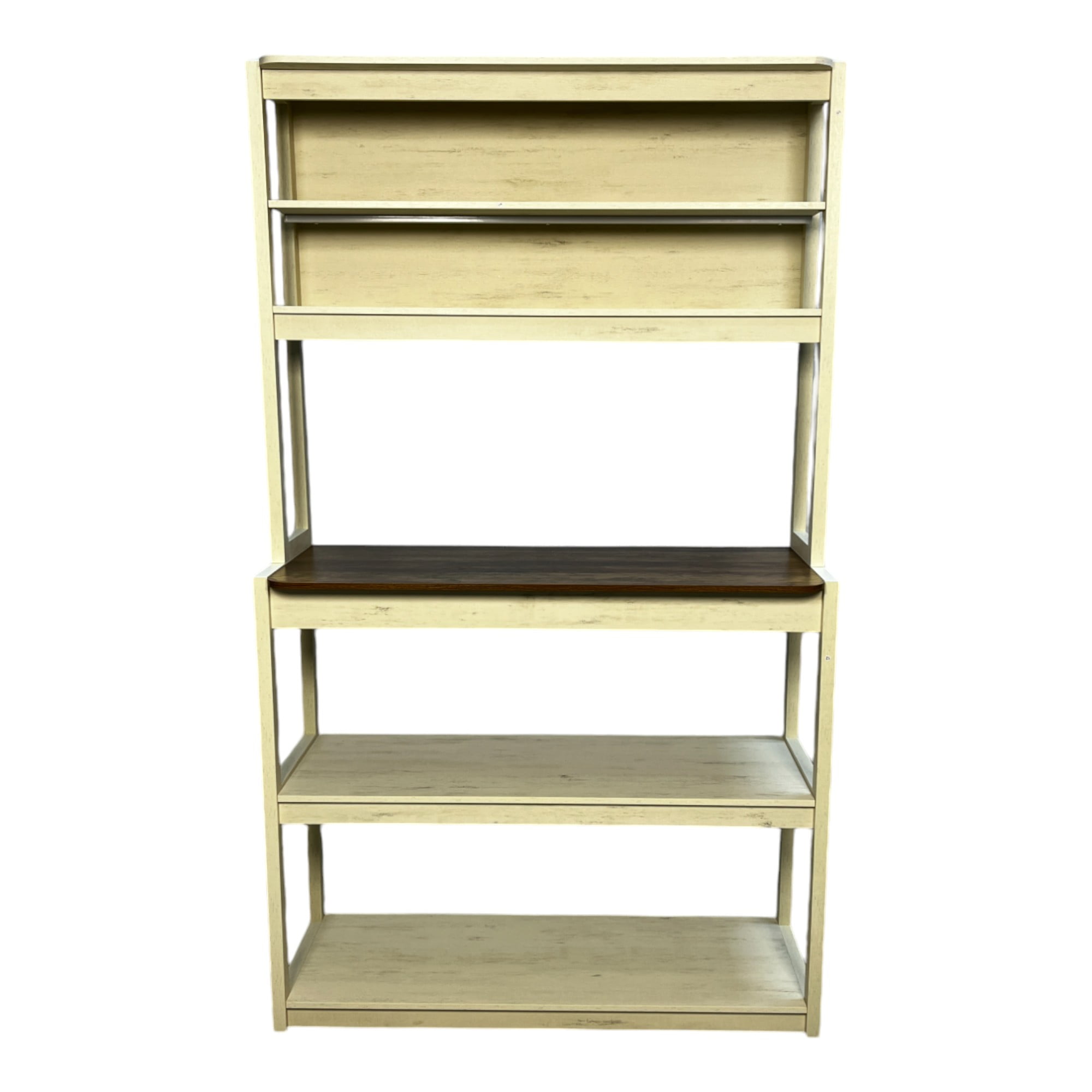 39.37" White and Rustic Brown color 5-Tier Bakers Rack for Kitchen with ...