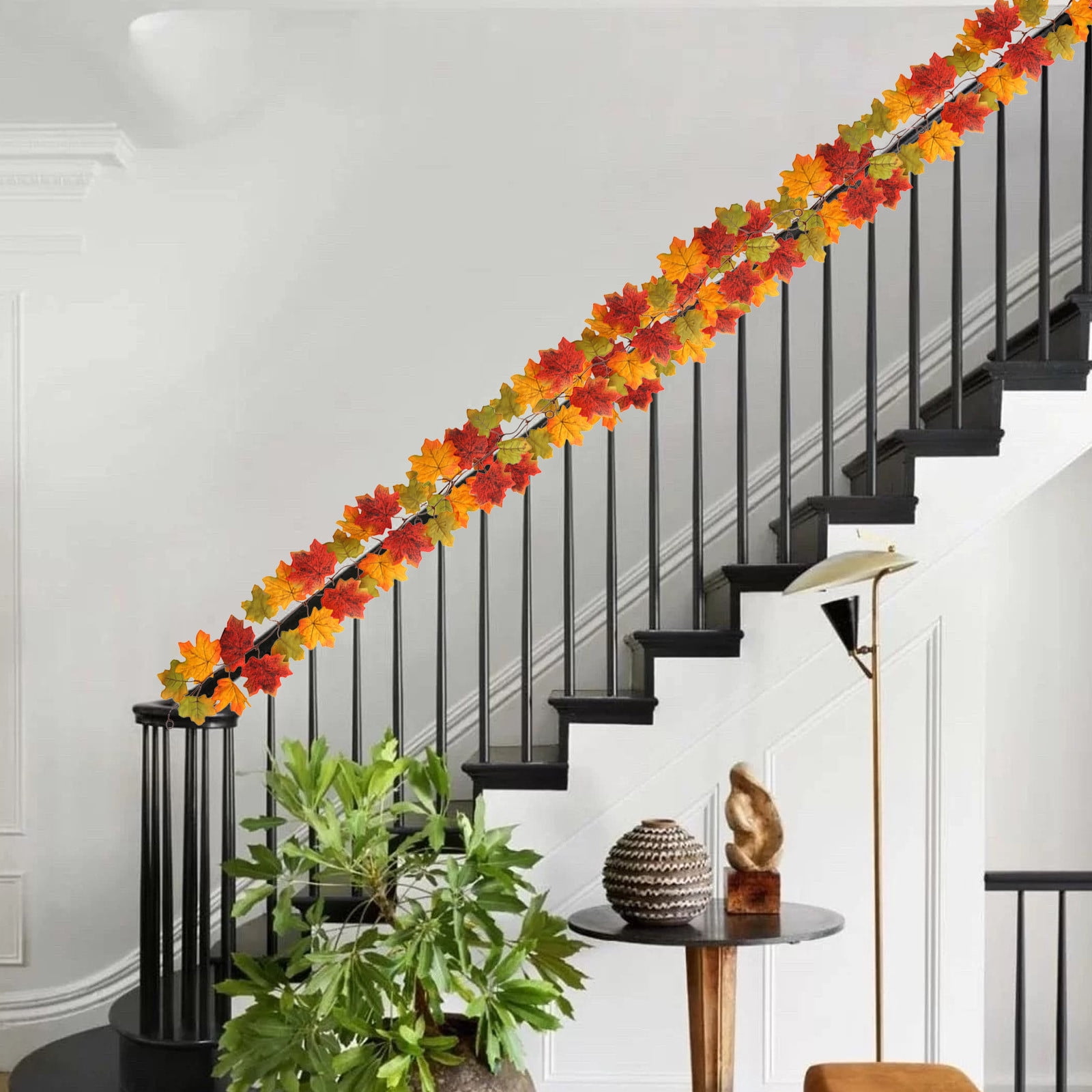 39.37in Fall Leaf Garland, Simulation Maple Leaf Rattan, Hanging Vine Garland, Halloween ...