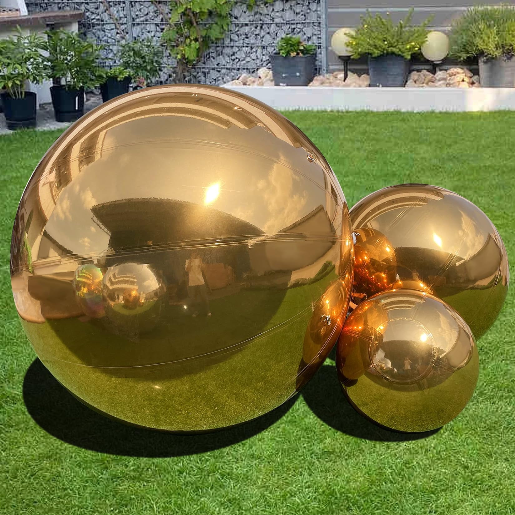 39.3in Inflatable Mirror Ball, Big Shiny Balls Inflatable Silver/Gold ...