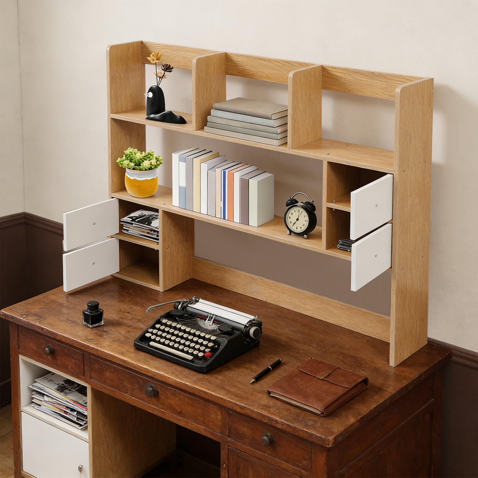 39.4*6.7*31.5in Modern Rectangular Oak Desktop Organizer for ...
