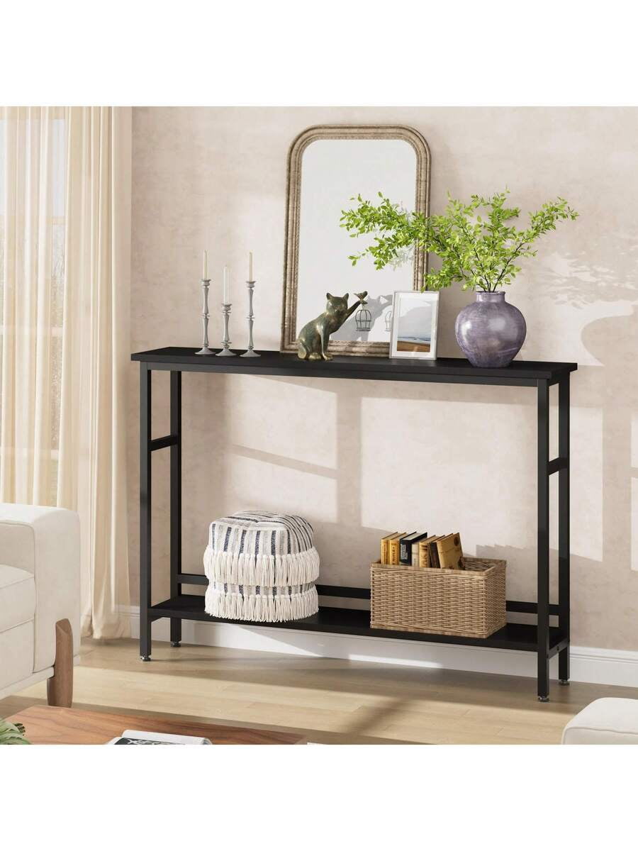 39.4" Console Entryway Table, 2-Tier Narrow Side Table With Open ...