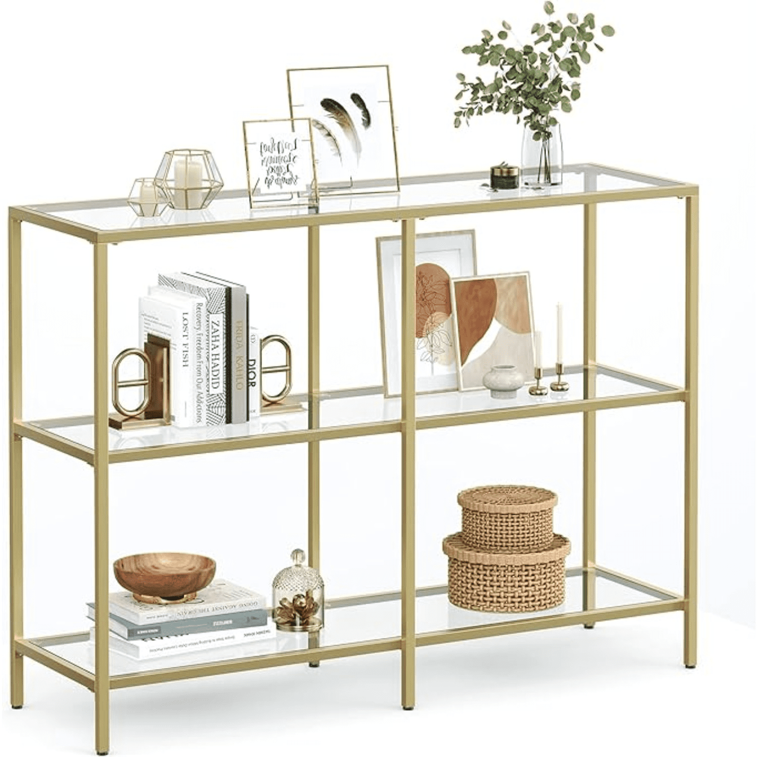 39.4 Inch Console Table with 3 Shelves, Sofa Tables, Modern Entryway ...