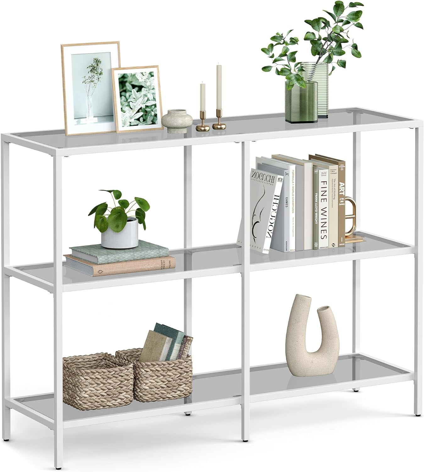 39.4 Inch Console Table with 3 Shelves, Sofa Tables, Modern Entryway ...