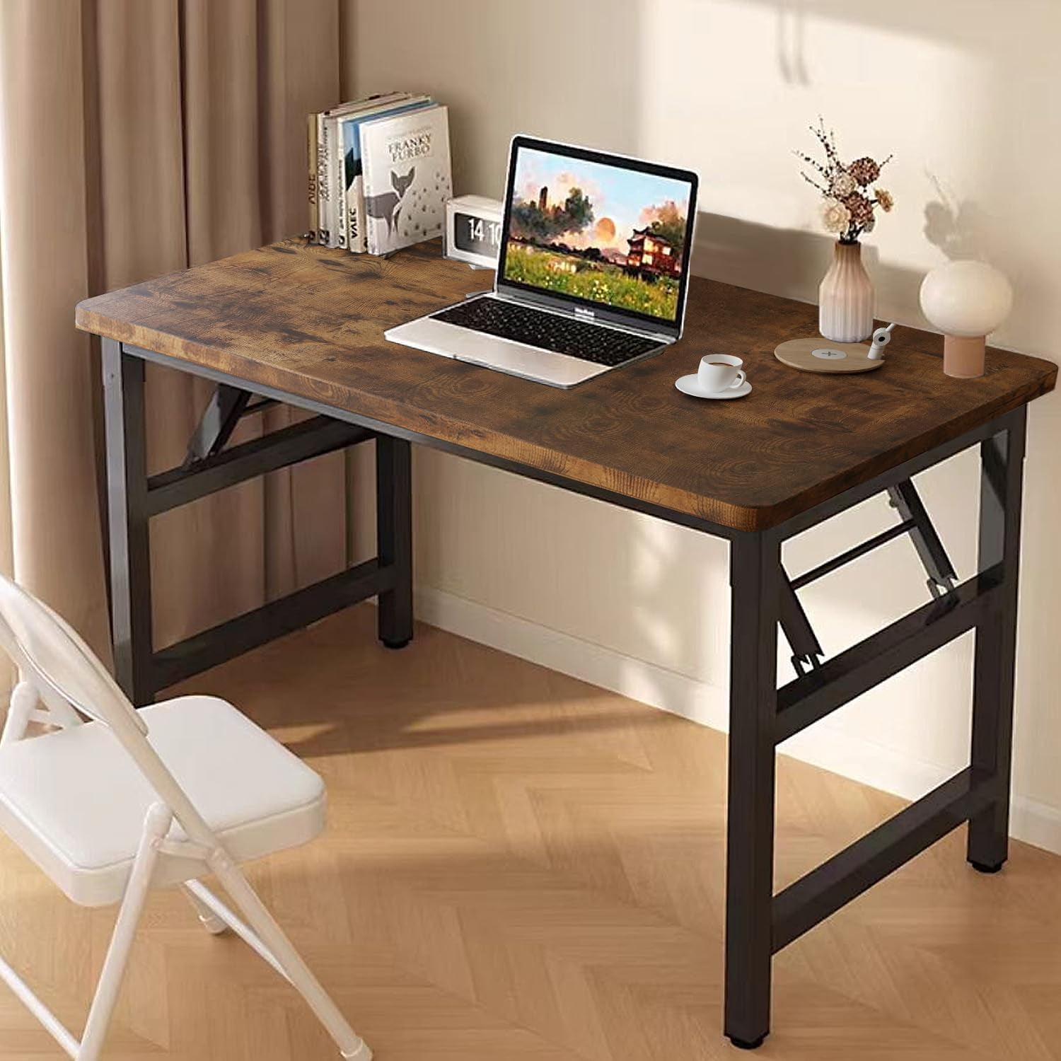 39.4 Inch Foldable Desks for Small Spaces,Foldable Desk No Assembly ...