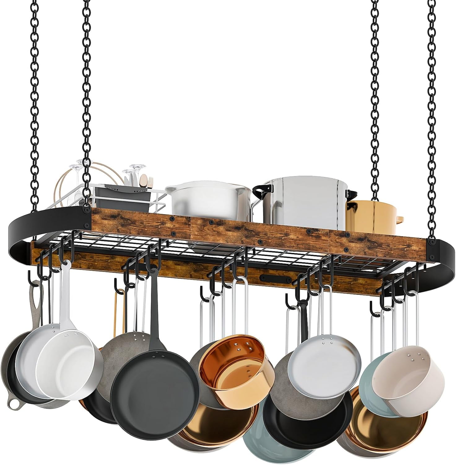 39.4-Inch Hanging Pot Rack, Space-Saving Pot Hanger for Kitchen ...