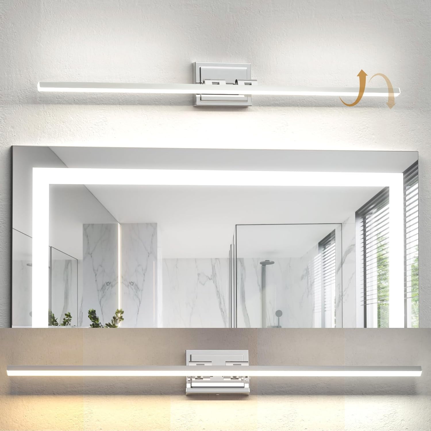 39.4 Inch Modern Bathroom Light Fixture, 24W 5CCT Dimmable Bathroom ...