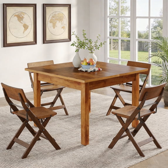 39.4 Inch Square Wood Dining Table For 2-4 People Modern Kitchen Table ...