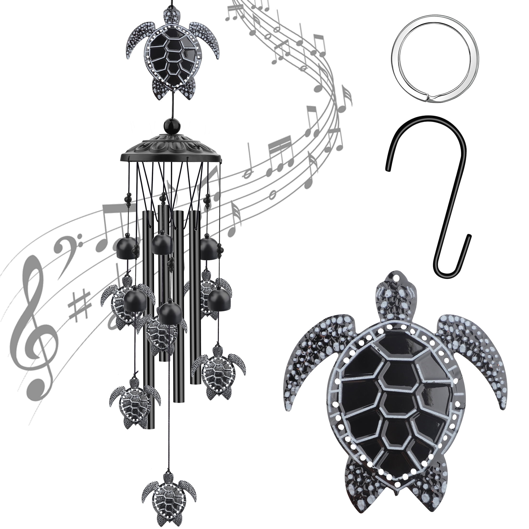39.4'' Sea Turtle Wind Chimes, TSV Outdoor Retro Tortoise Wind Chimes ...