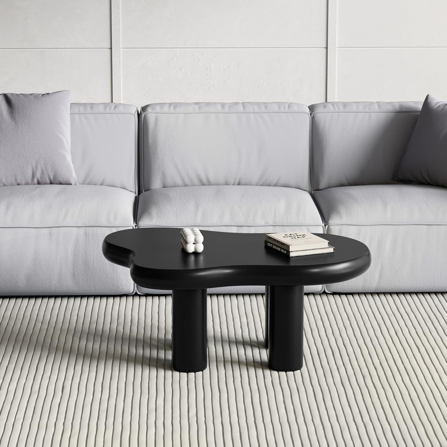 39.4" Small Cloud Coffee Table, Modern Irregular Coffee Table with 4 ...