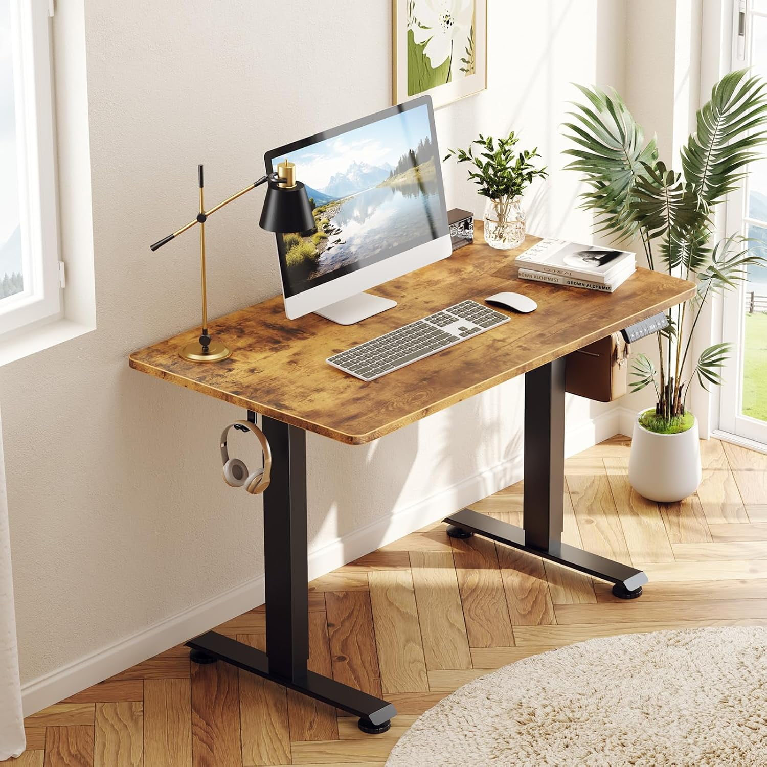 39.4" Small Electric Standing Desk, Height Adjustable Sit Stand Up ...