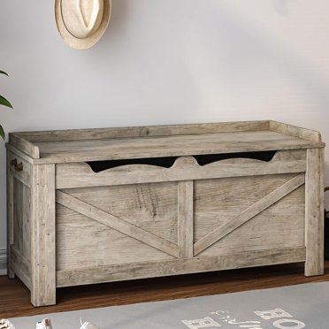 Hombay Extra Large Indoor Wooden Storage Chest Trunk, Lift-Top Bench ...
