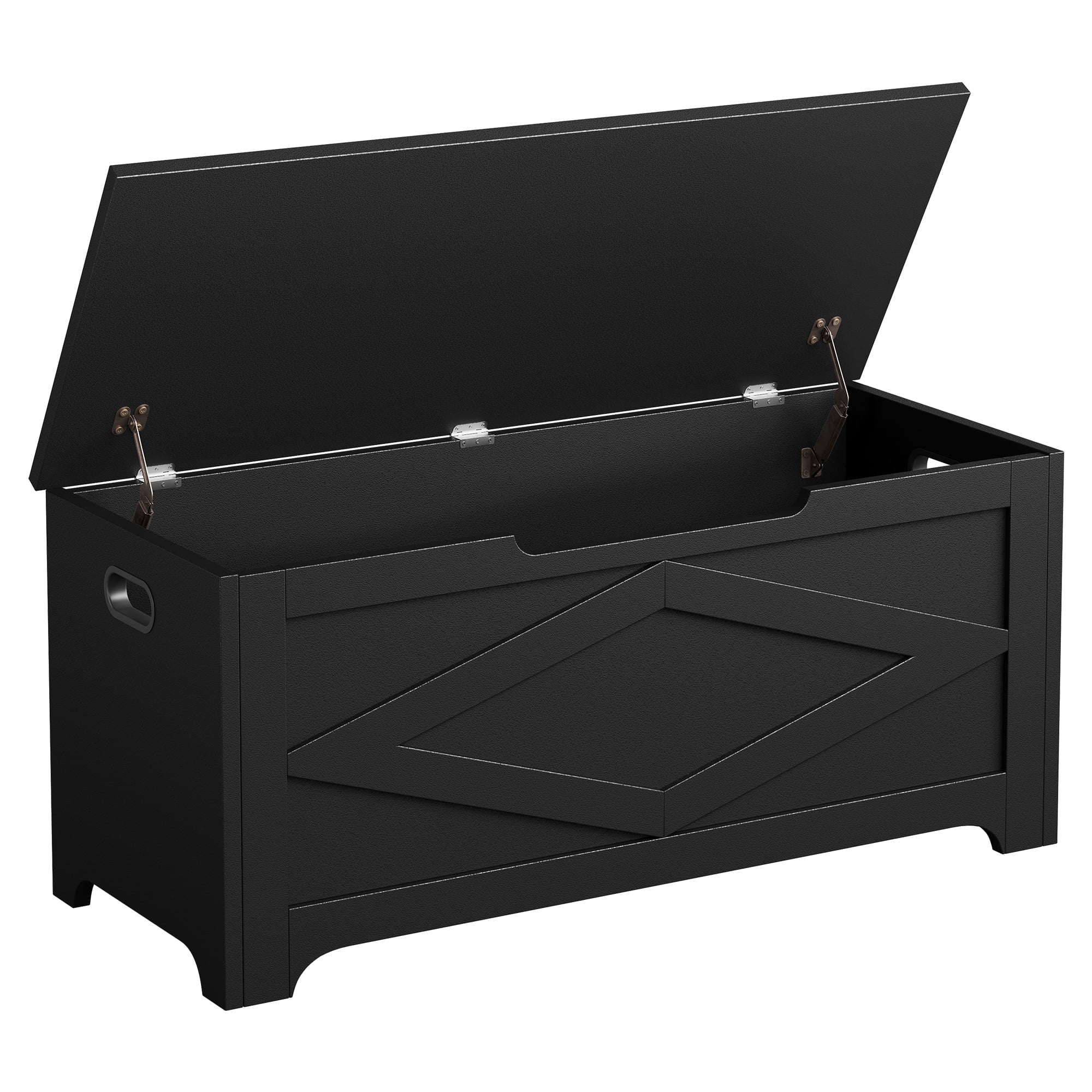 39.4" Storage Bench - Wooden Toy Chest with Safety Hinge, Multi ...