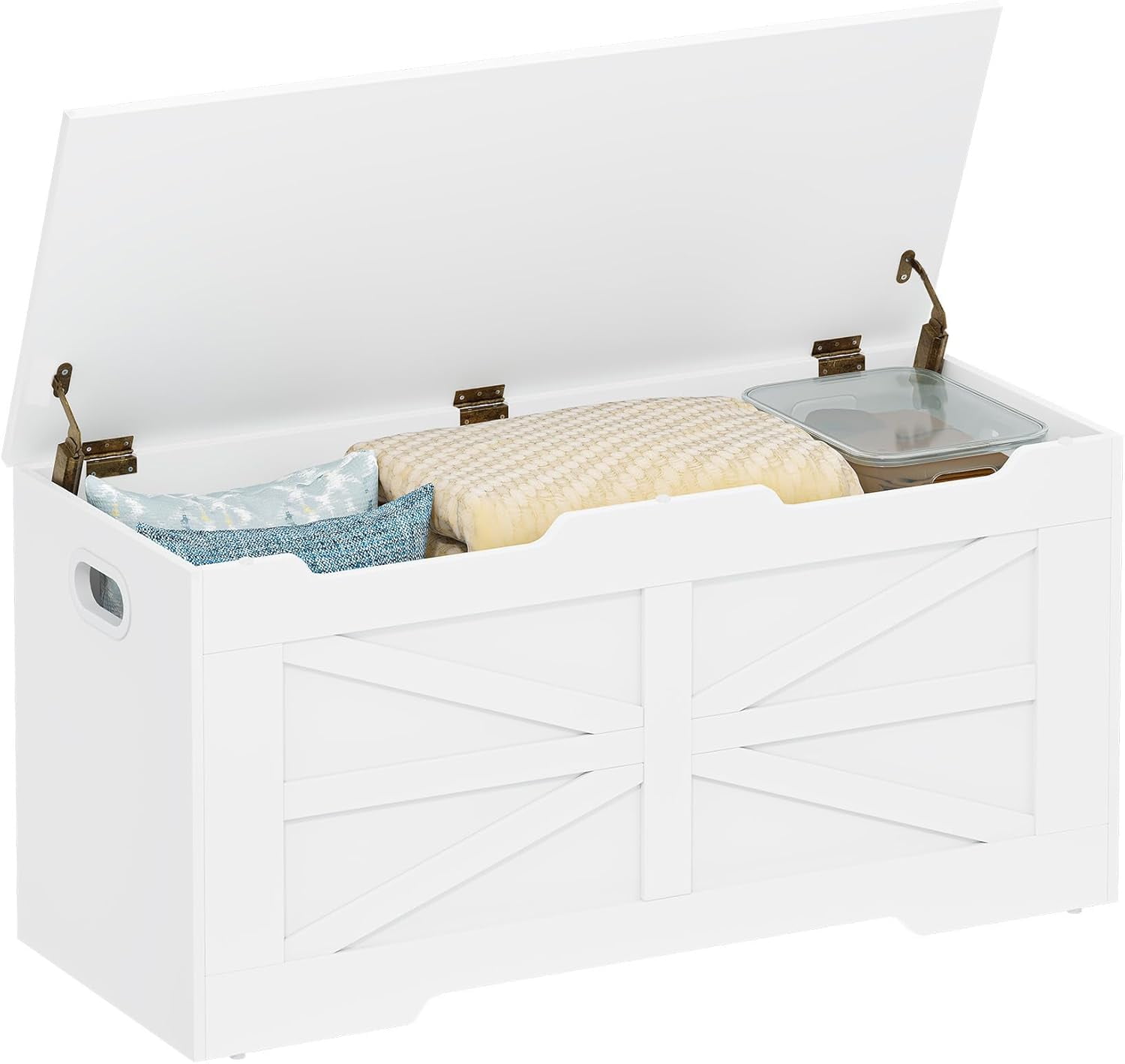 39.4" Storage Chest, Extra Large Storage Trunk with 2 Hinges, Wooden ...