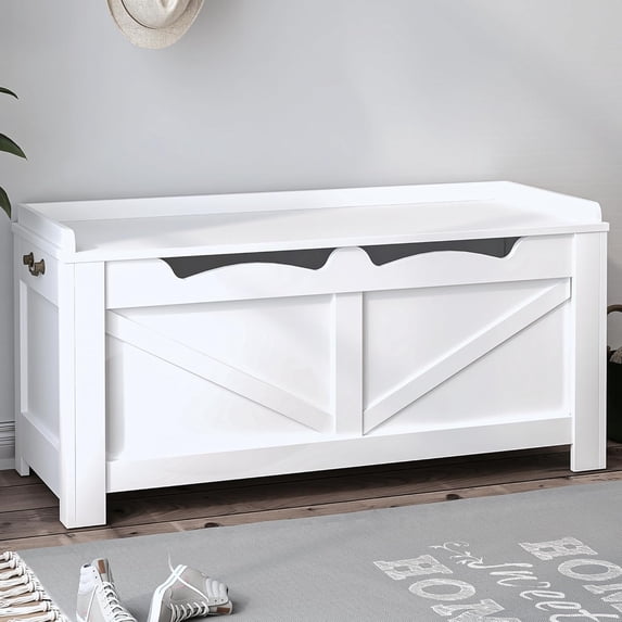 39.4" Storage Chest, Extra Large Storage Trunk with 2 Hinges, Wooden ...