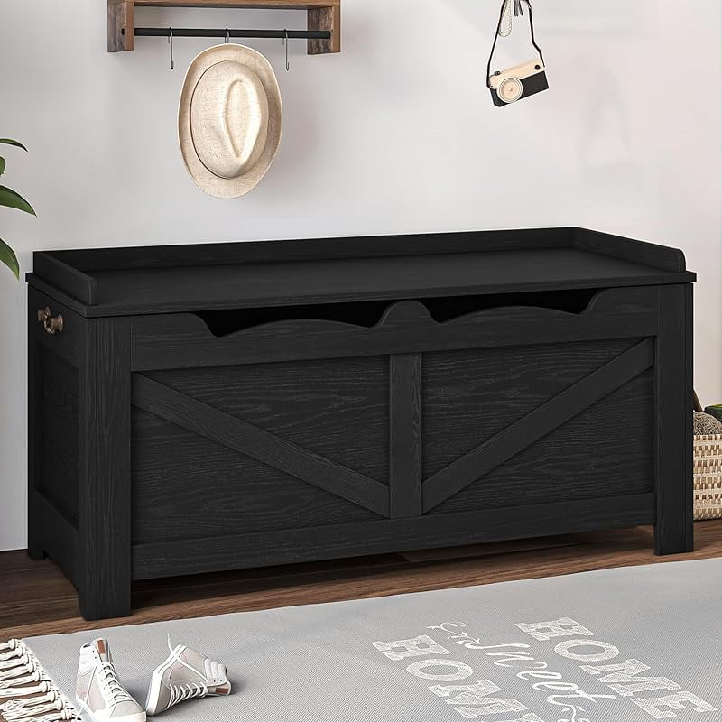 39.4" Storage Chest, Extra Large Storage Trunk with 2 Hinges, Wooden ...