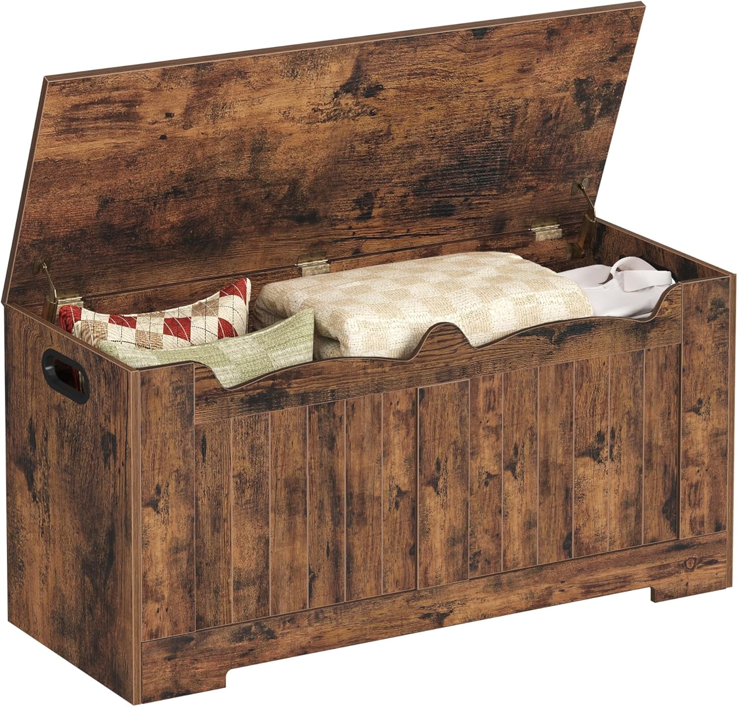 39.4" Storage Chest, Storage Bench Trunk with 2 Safety Hinge, Wooden ...