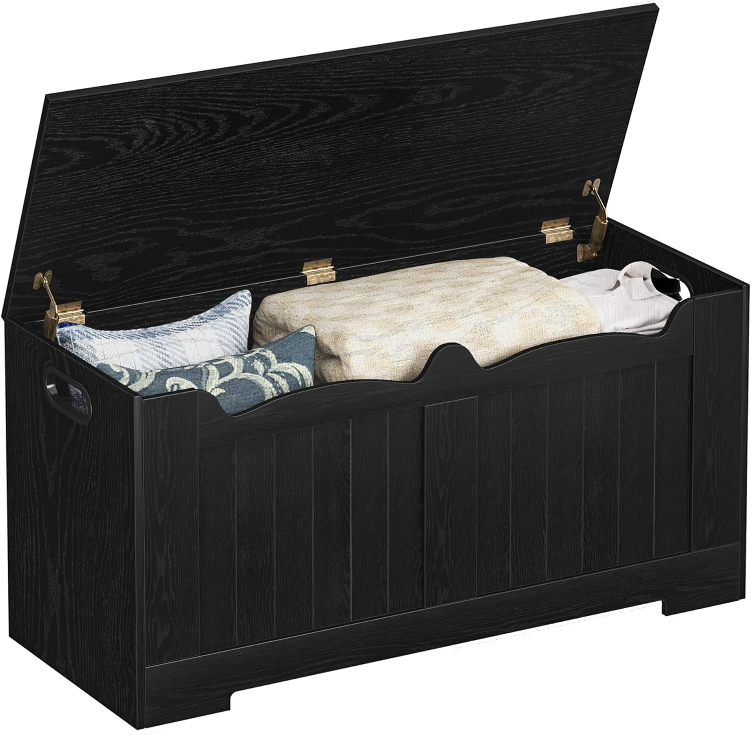 39.4" Storage Chest, Storage Bench Trunk with 2 Safety Hinges,Wooden ...