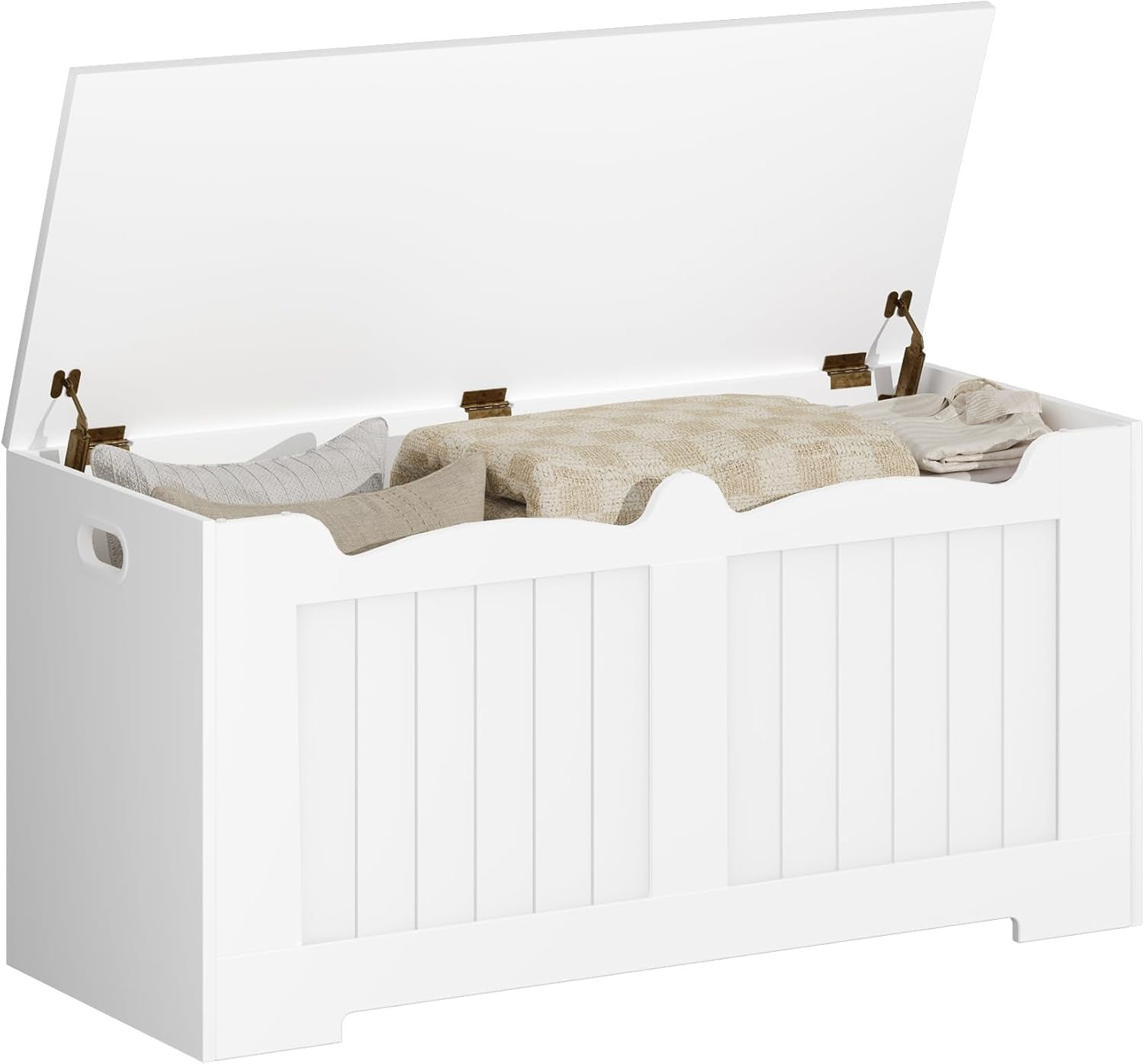 39.4" Storage Chest, Storage Bench Trunk with 2 Safety Hinges, Wooden ...