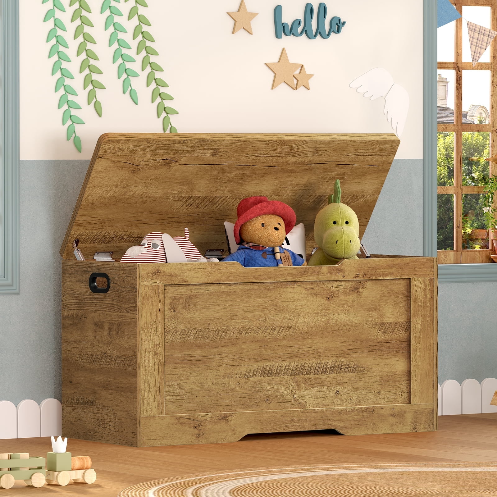 39.4” Toy Chest, Storage Chest, Toy Box with 2 Safety Hinges, Lift Top ...