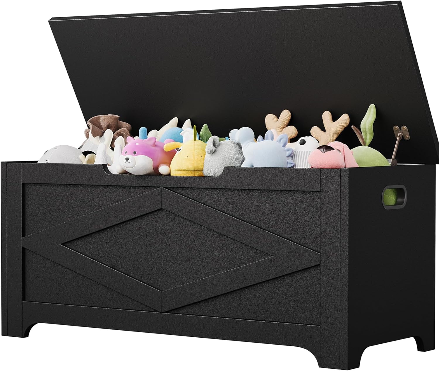 39.4" Storage Chest, Wooden Storage Bench with Safety Hinges, Easy ...