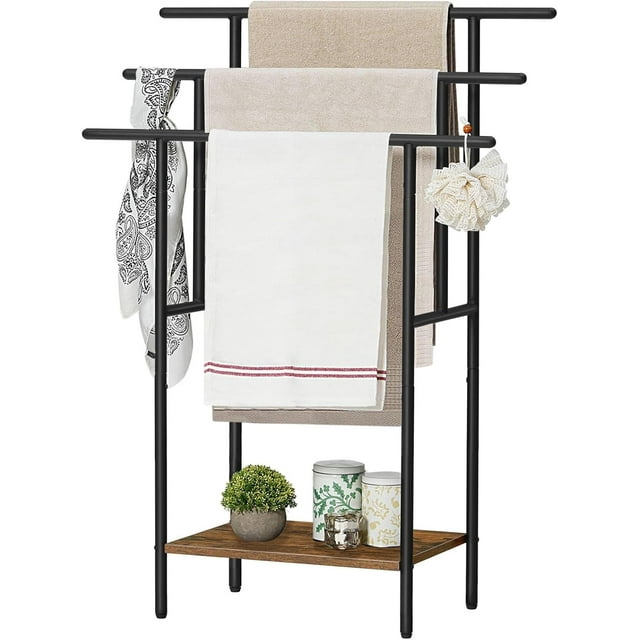 39.4" Tall Freestanding Towel Rack for Bathroom, 3 Tier Stepped Blanket ...
