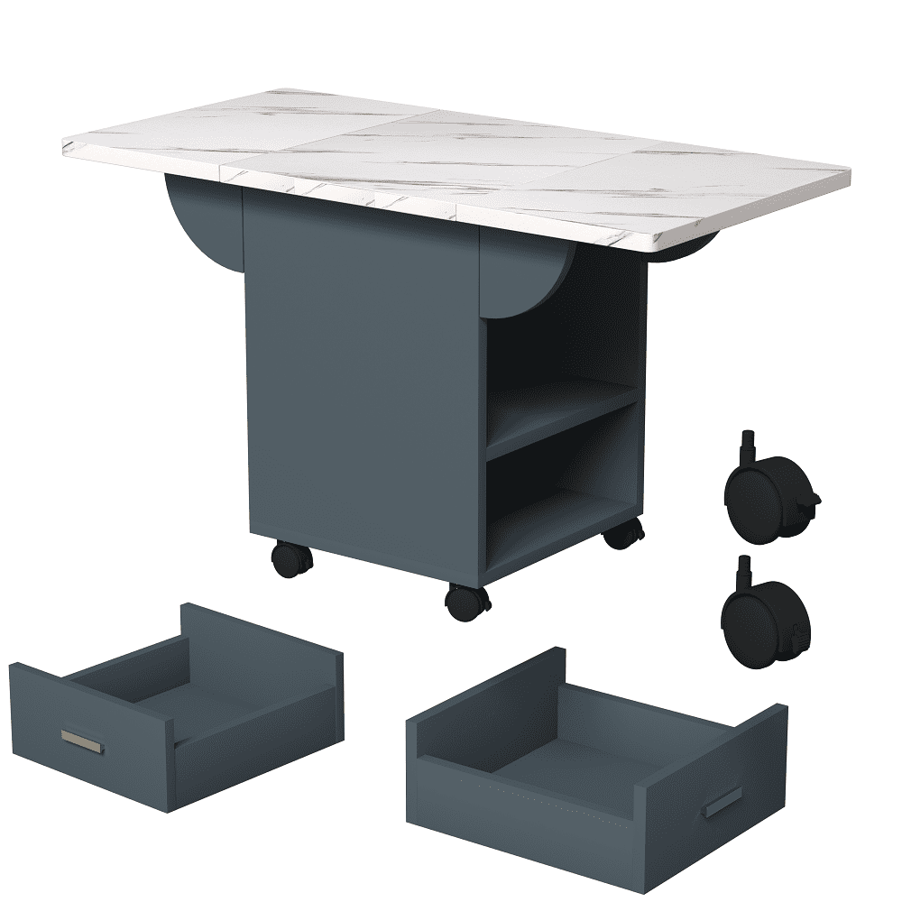 39.4" Wood Folding Dining Table with 4 Wheels, Wood Folding End Table ...