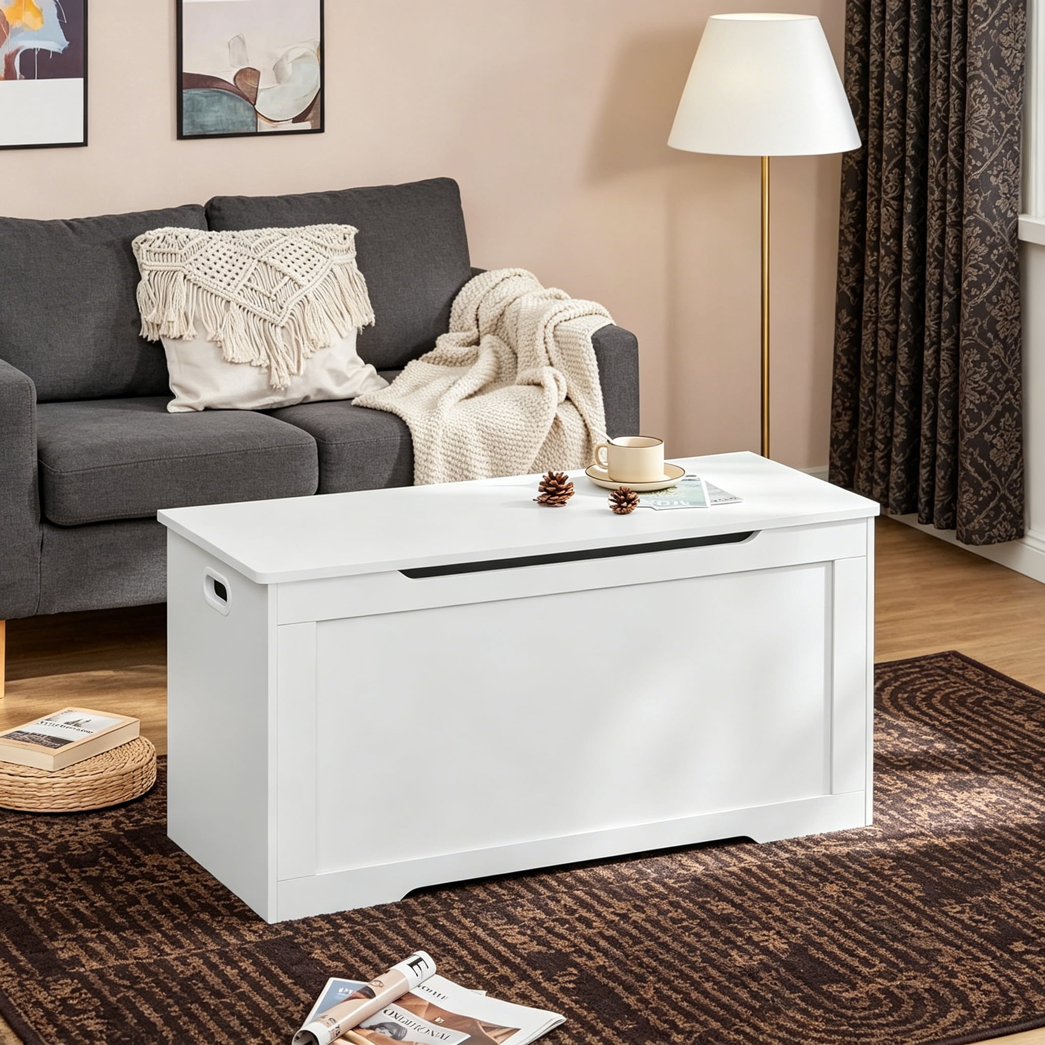 39.4” for Living Room, Storage Chest with 2 Safety Hinges, Lift Top ...
