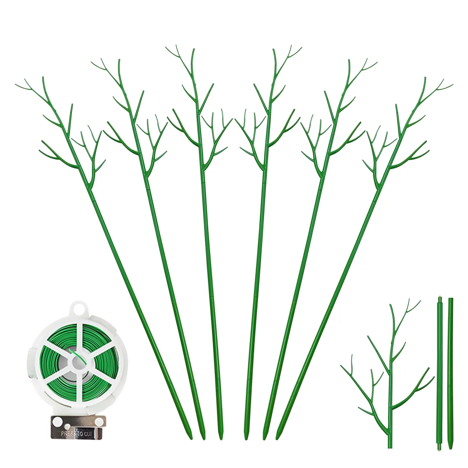 39.4 inch 6 Pack Adjustable Twig Plant Support Stake Set, Support for ...