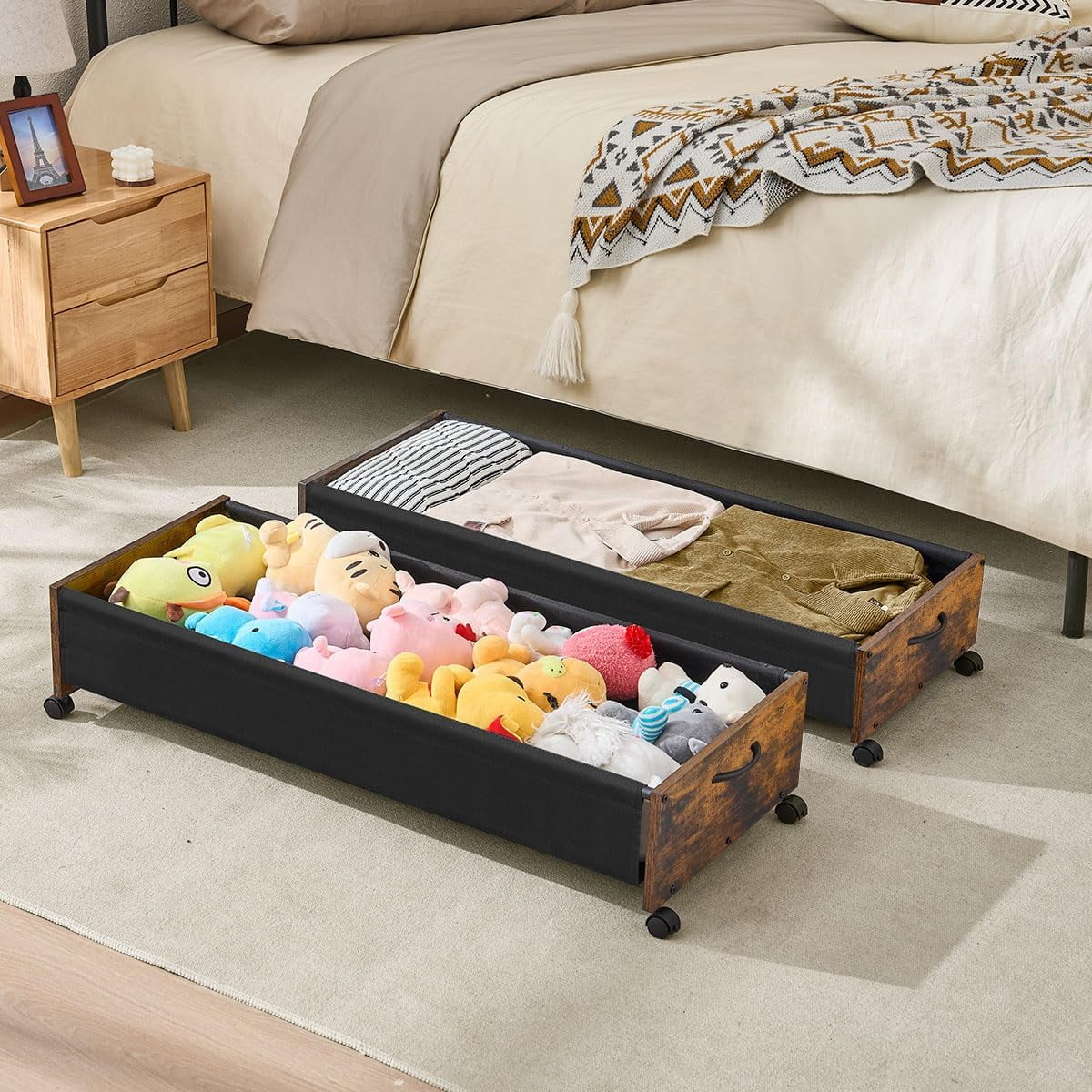 39.4 inch Under Bed Storage, 115L Triple Size Under Bed Storage ...
