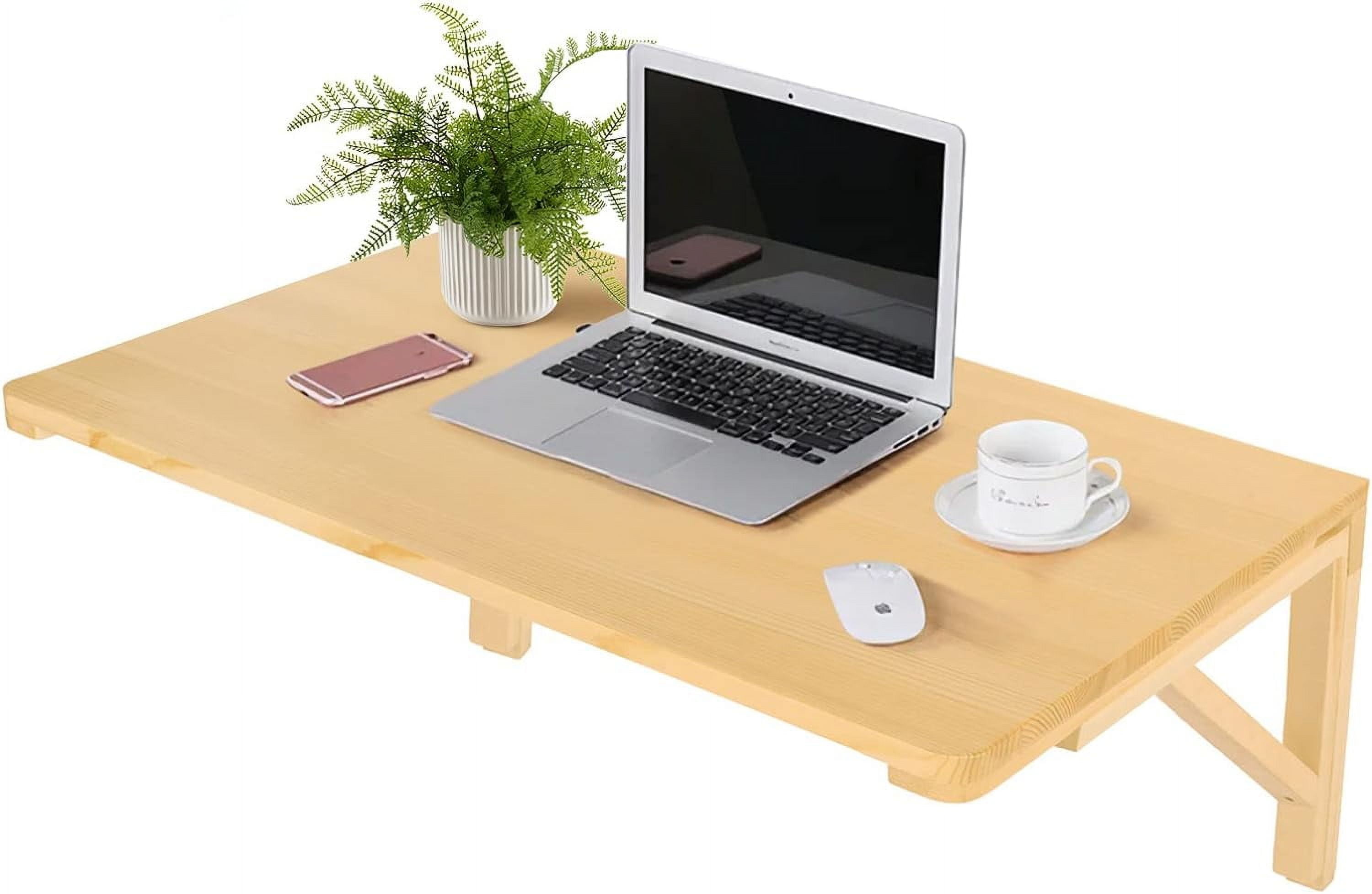 39.4 x 19.7 Inch Wall Mounted Folding Table Pinewood Floating Table ...