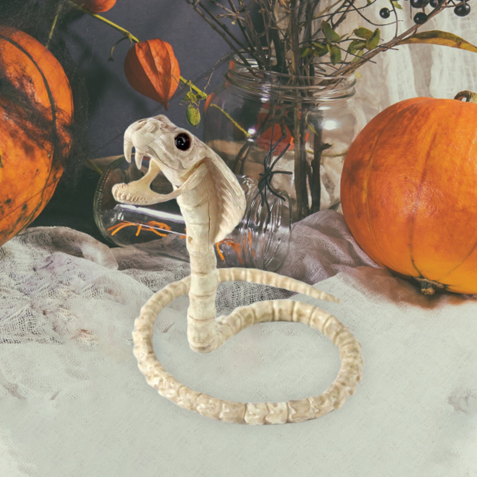39.4in Halloween Posable Snake Skeleton Decor, Animal Bones for Indoor ...