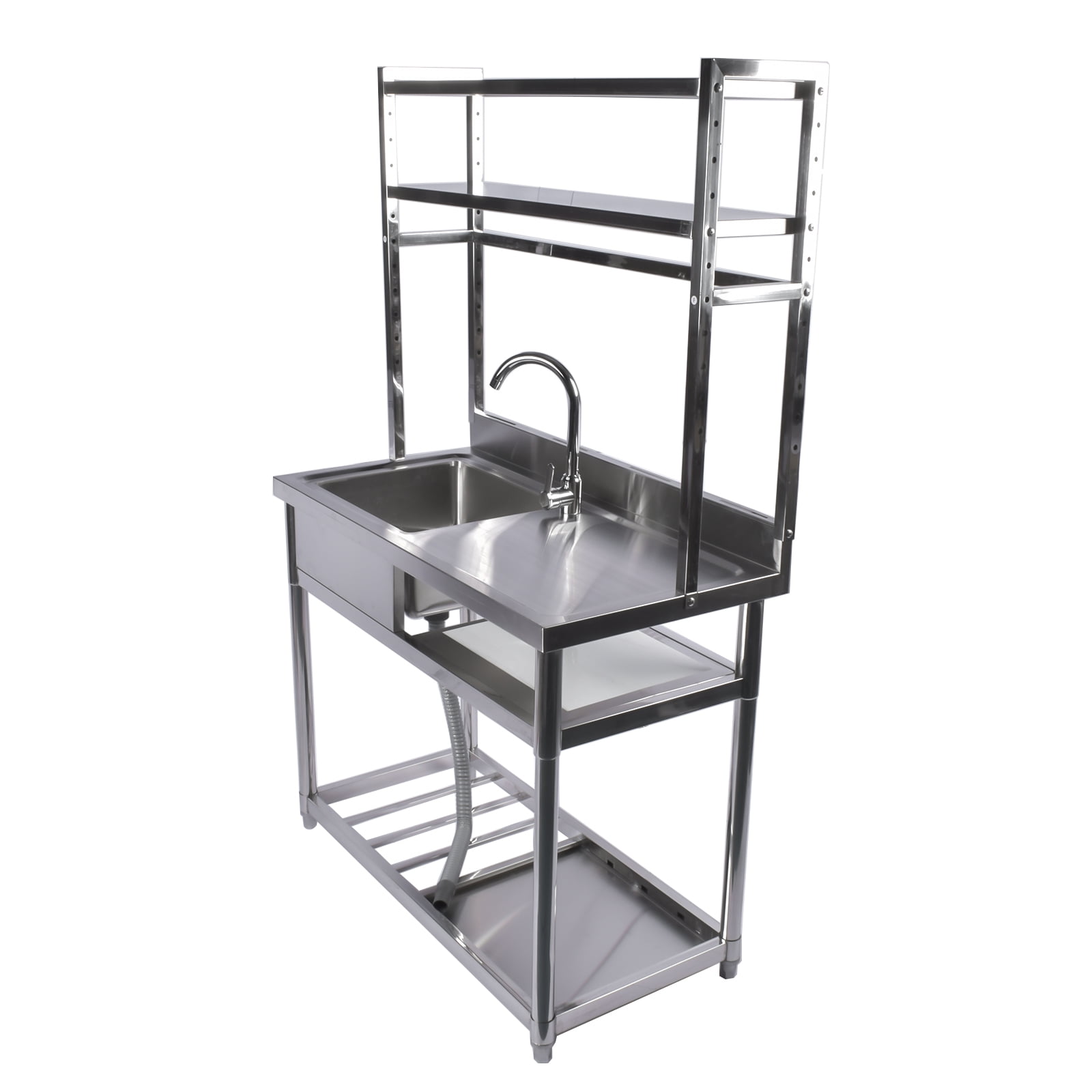 39.4in Stainless Steel Utility Sink Set, Single Bowl Commercial Sink w ...