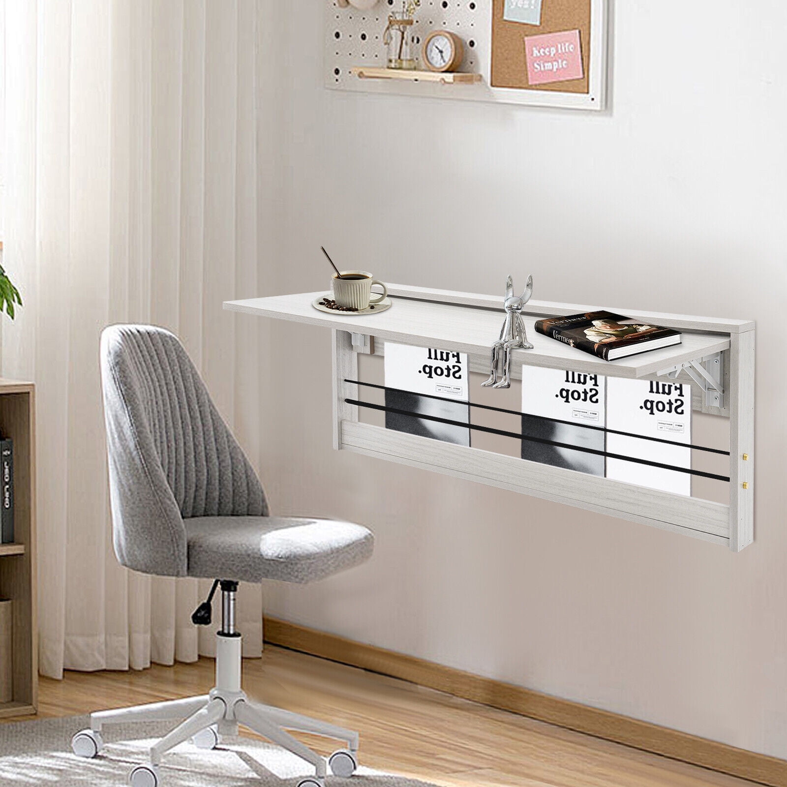 39.4x16.3-inch Wall Mounted Folding Desk Stand Foldable Workbench ...