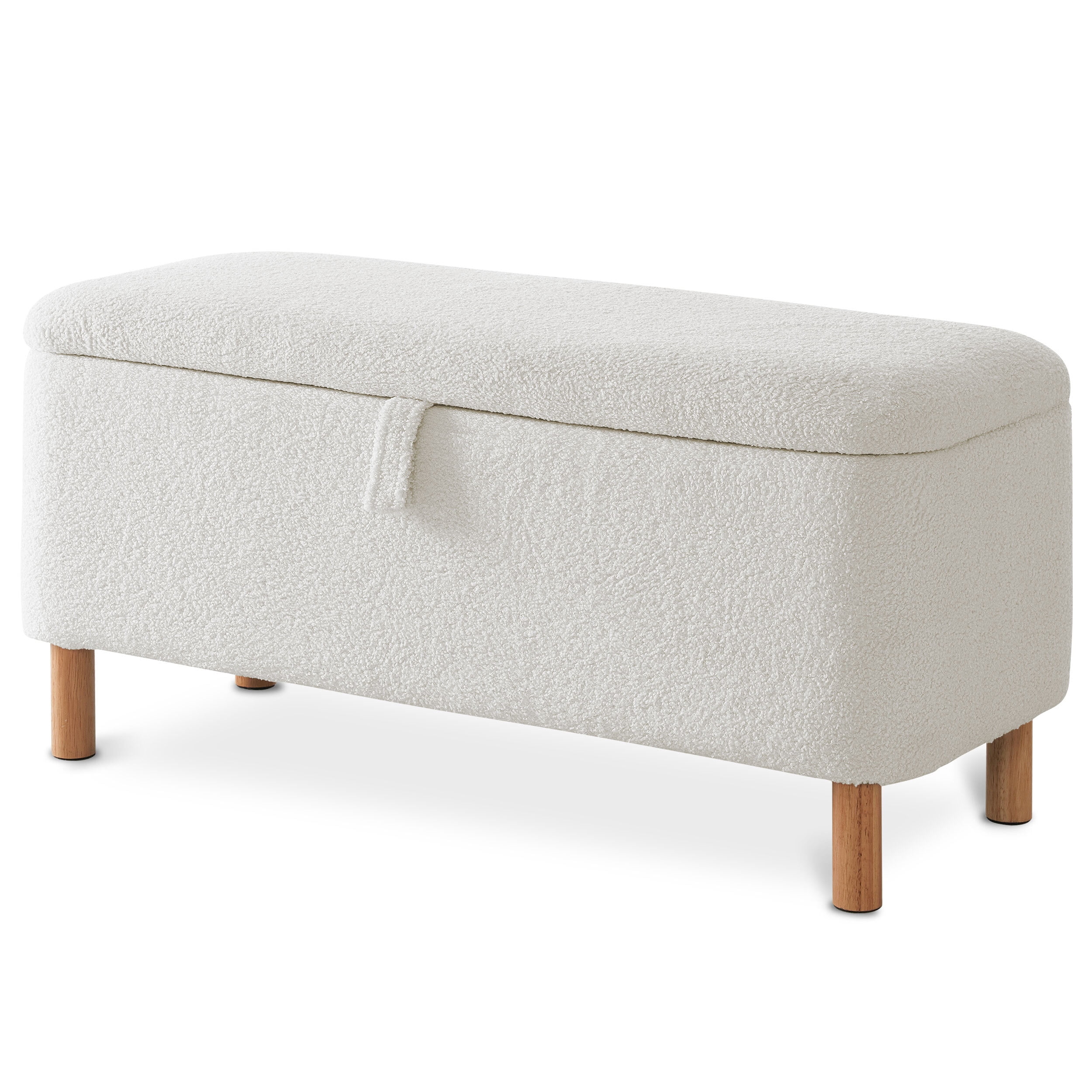 39.5" Boucle Storage Ottoman Bench for Living Room Bedroom Foot Rest ...
