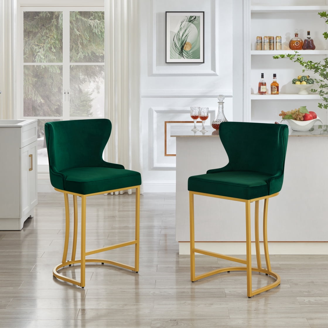 39.5"H Counter Height Bar Stools Set of 2, Modern Counter Stools with ...