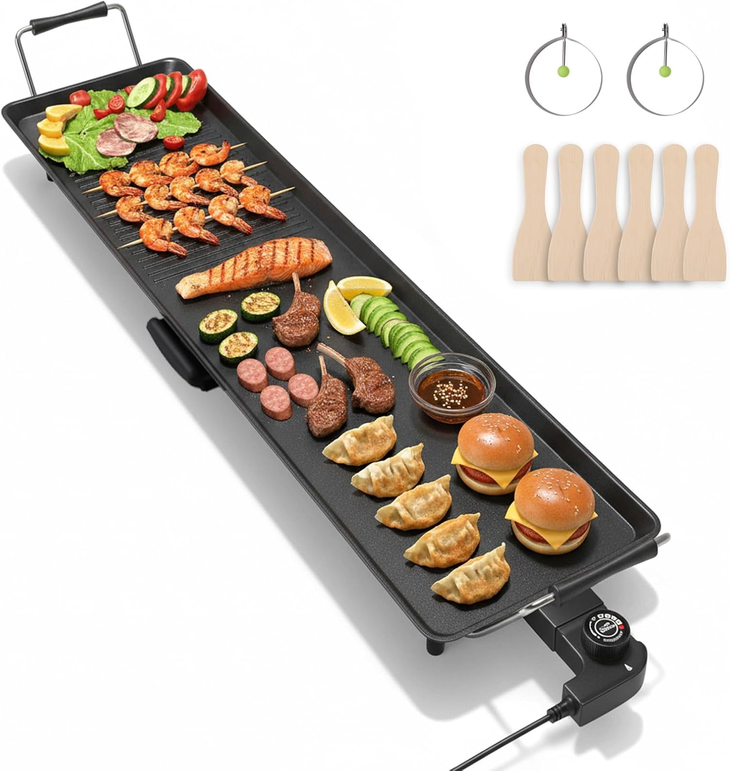 39.5-Inch Electric Griddle & Teppanyaki Grill, 1400W Large Non-Stick ...