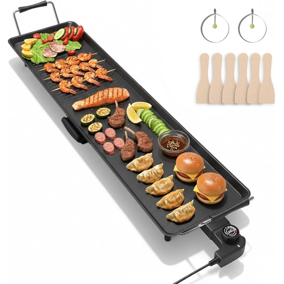 39.5-Inch Electric Griddle & Teppanyaki Grill, 1400W Large Non-Stick ...