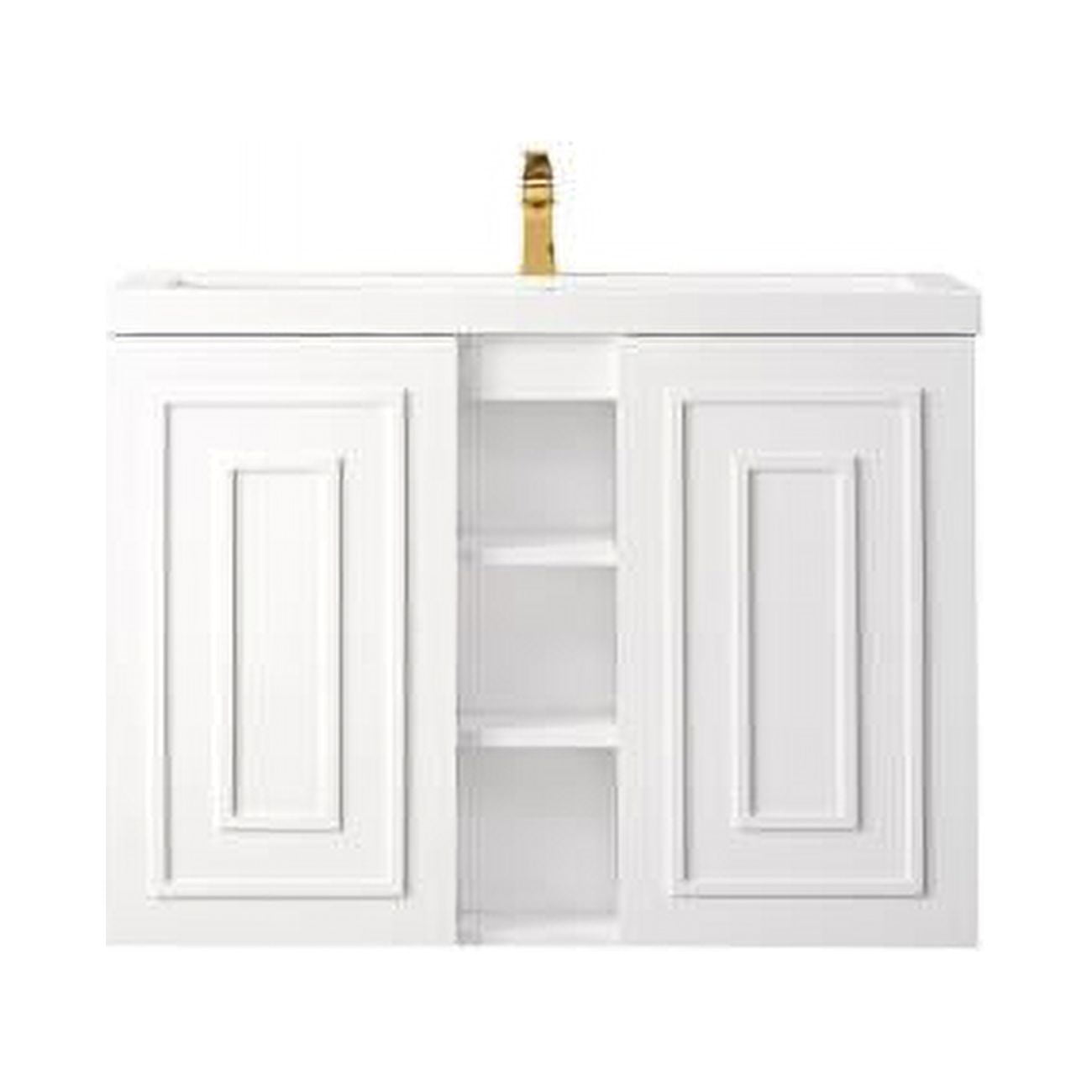 39.5 in. Alicante Single Vanity Cabinet, Glossy White with White Glossy ...