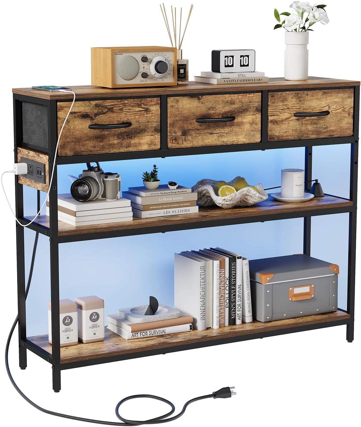 39.5 inch Entryway Table with Power Outlets, Console Table Sofa Table ...