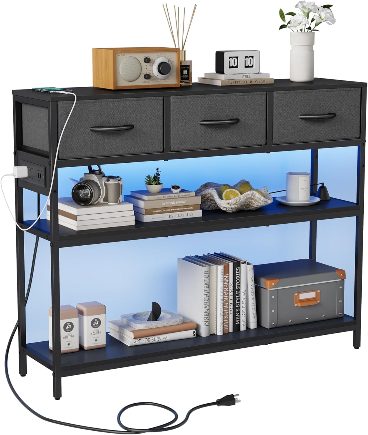 39.5 inch Entryway Table with Power Outlets, Console Table Sofa Table ...