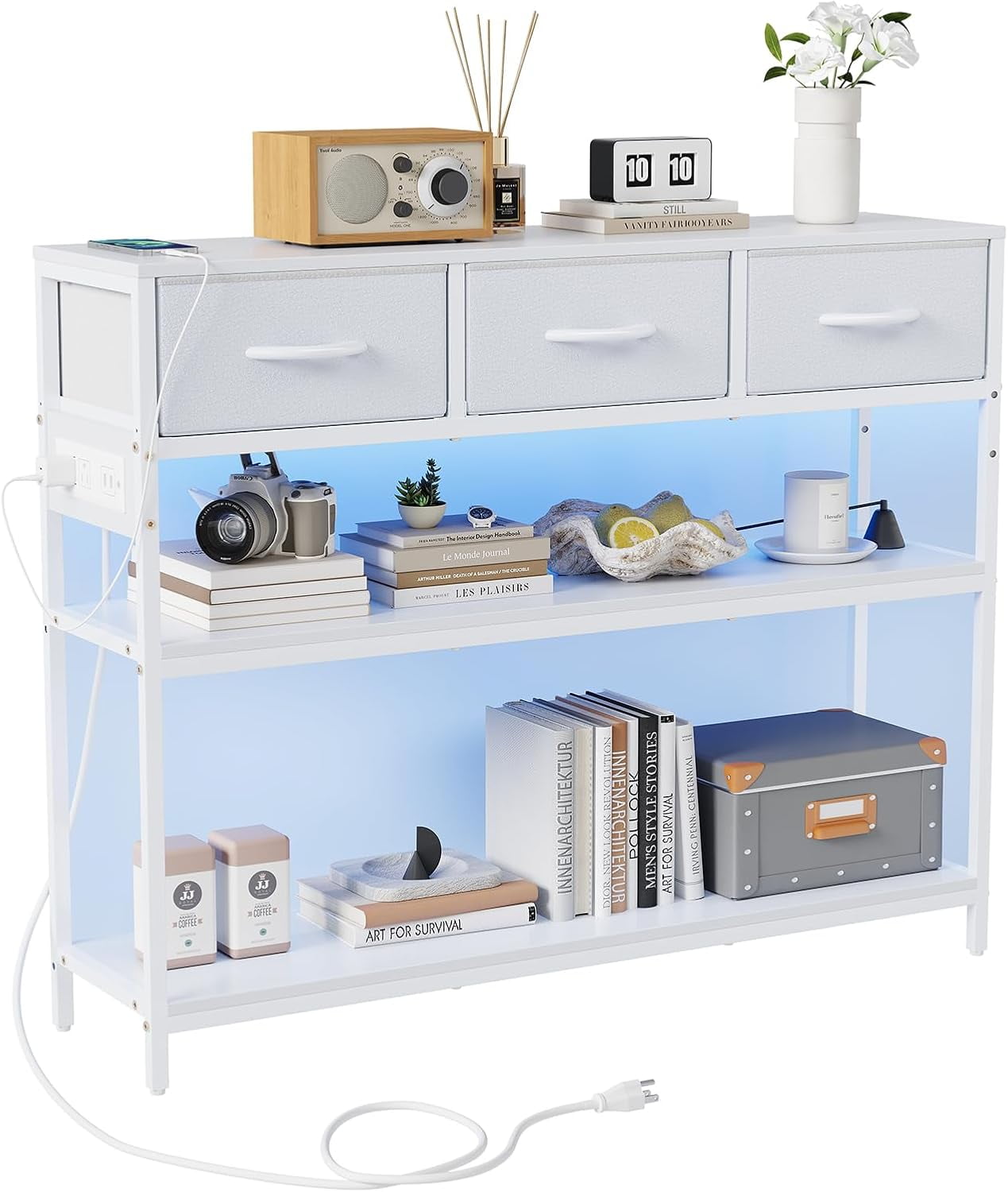 39.5 inch Entryway Table with Power Outlets, Console Table Sofa Table ...