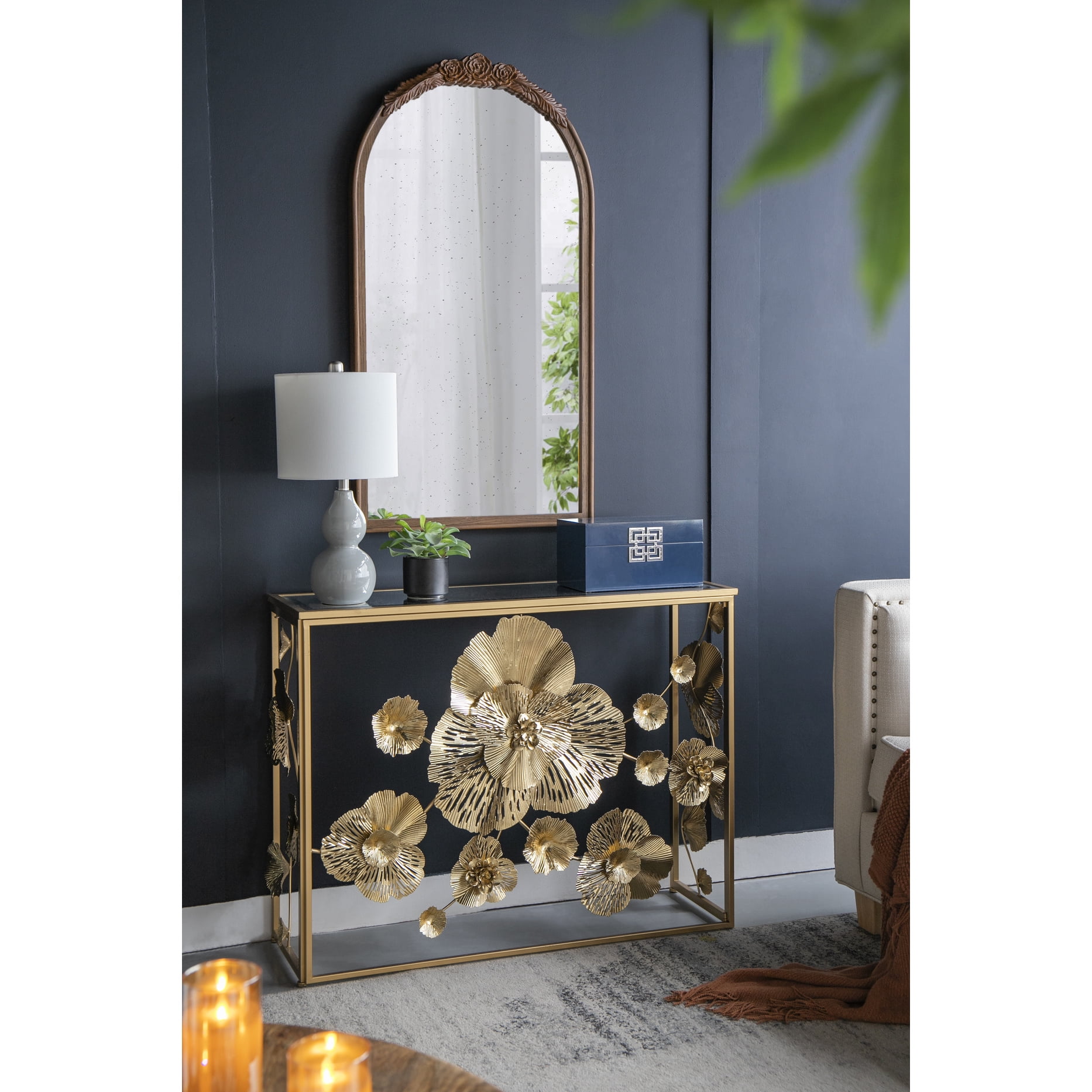 39.5"x12"x30.5" Modern Gold Console, Mirrored Entryway Table For Home ...