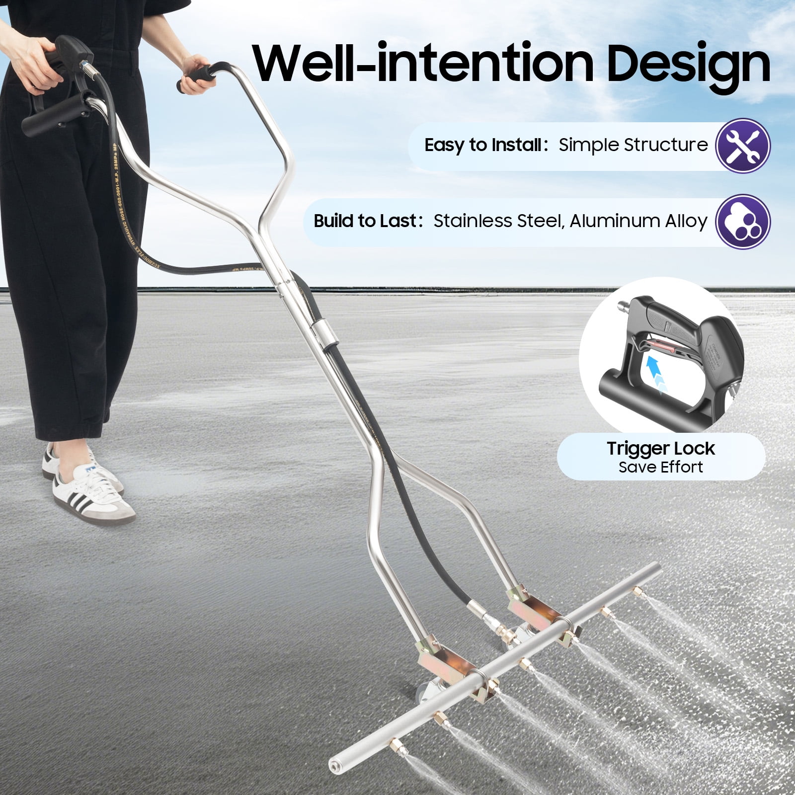 39'' 5000psi Pressure Washer Water Broom with 7 Nozzles For Hot and ...