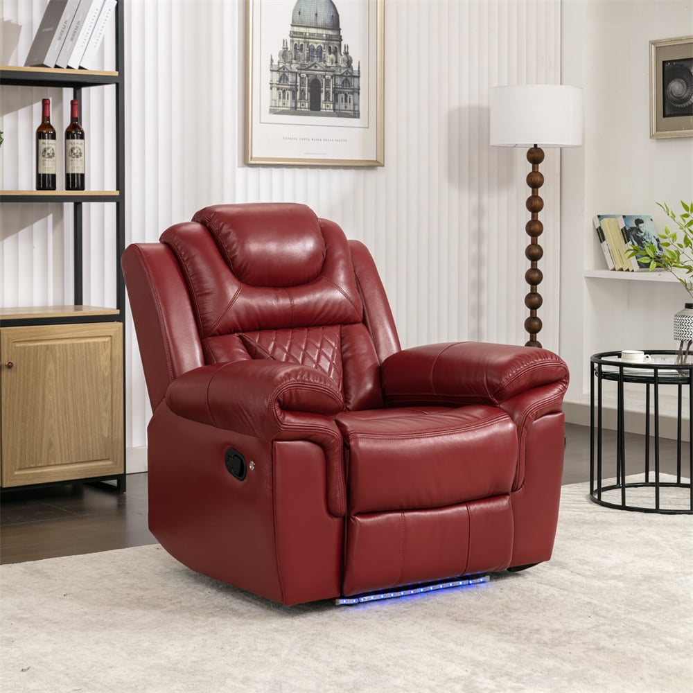 39.8" Single Manual Recliner Chair with LED Light Strip and Metal ...