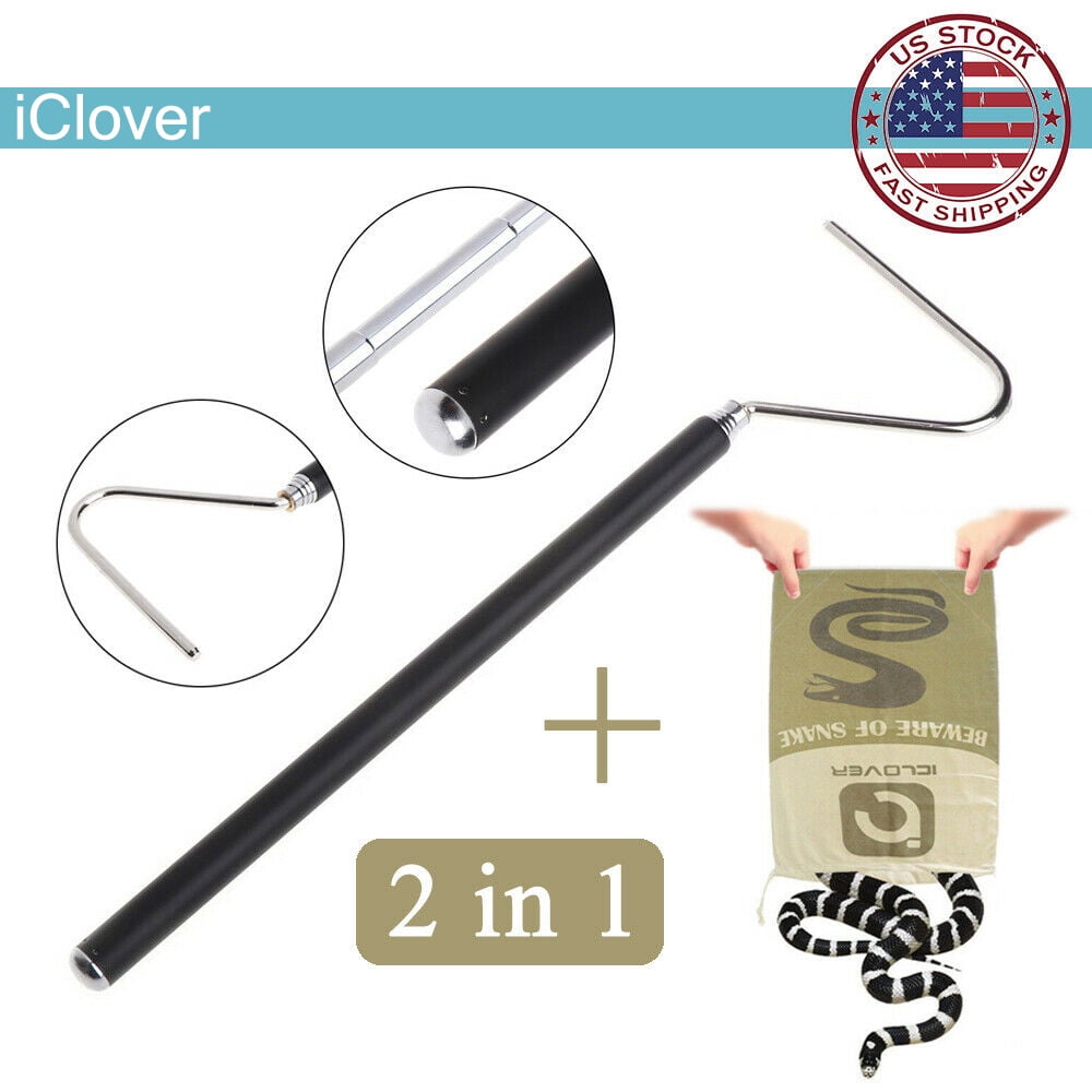 39" Adjustable Snake Hook Collapsible Stainless Steel Reptile Catching ...