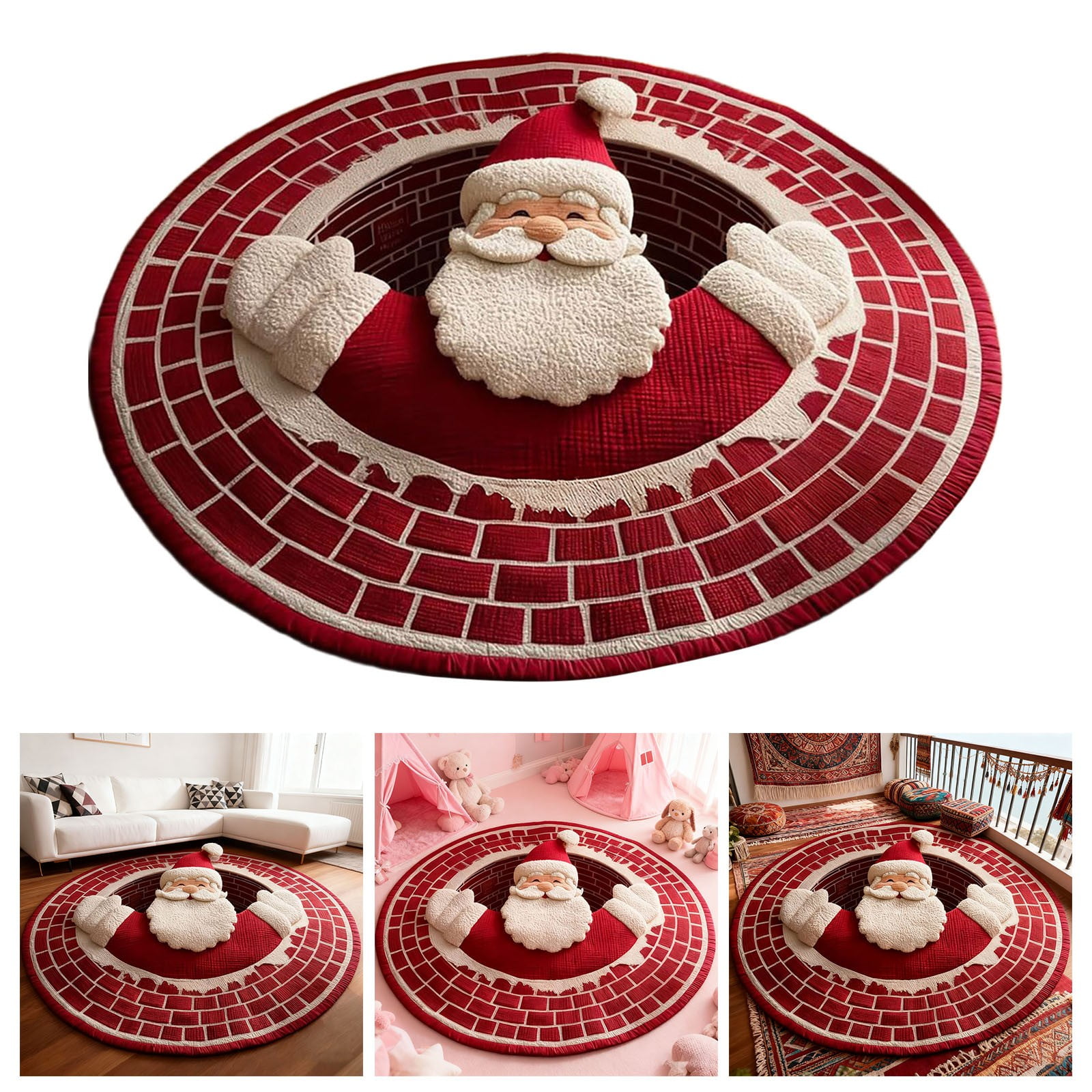 39" Christmas Rug – Christmas 3D Visual Rugs Decorative Rug with Depth ...